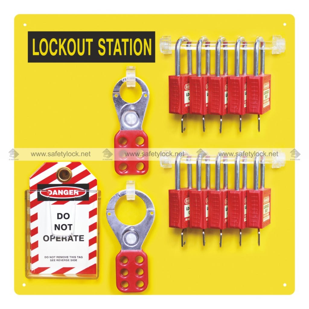 One Piece Open Lockout Station for 7 Locks with Goods