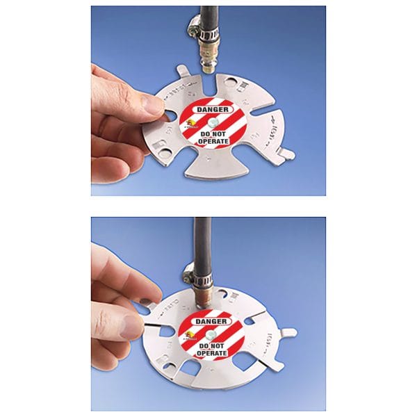 Pneumatic Lockout Round Device with 5 Holes - Lockout Tagout