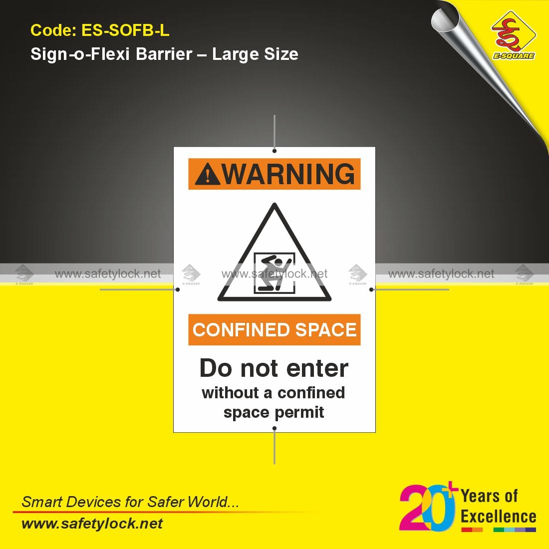 Sign-o-Flexi Polycarbonate Barrier Large with 4 Elastic Cords