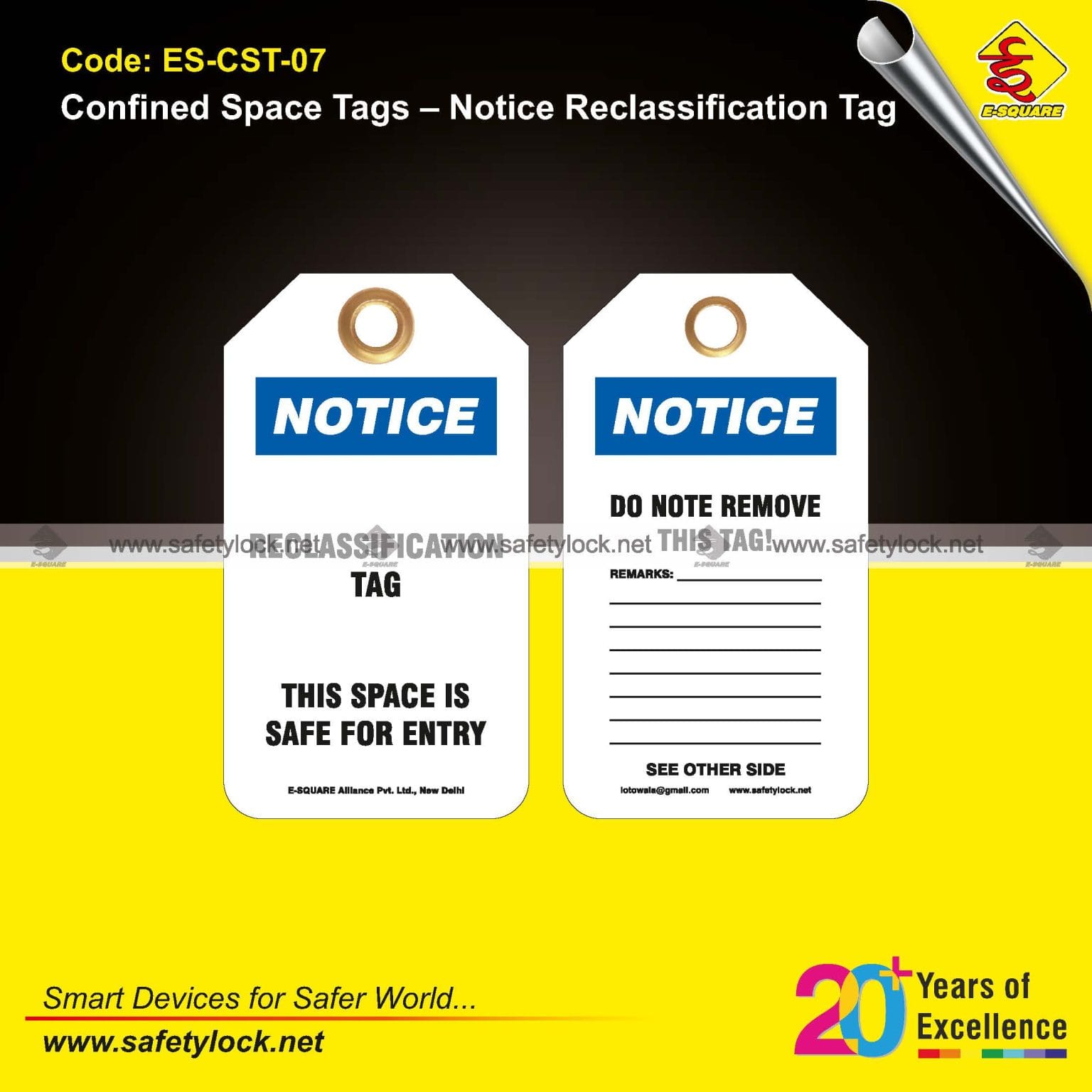 Notice Reclassification Tag - Confined Space Tags | E-Square
