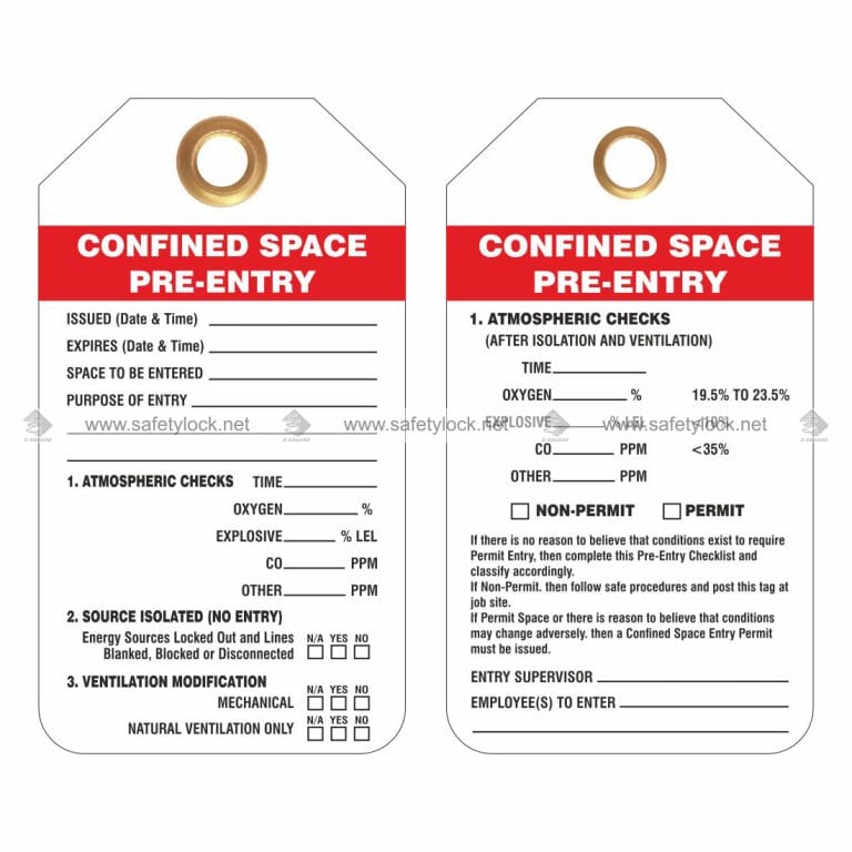 Confined Space Pre-Entry Tags | Confined Space Tags Supplier
