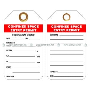 Confined Space Tags - Confined Space Entry Permit (Red Color)