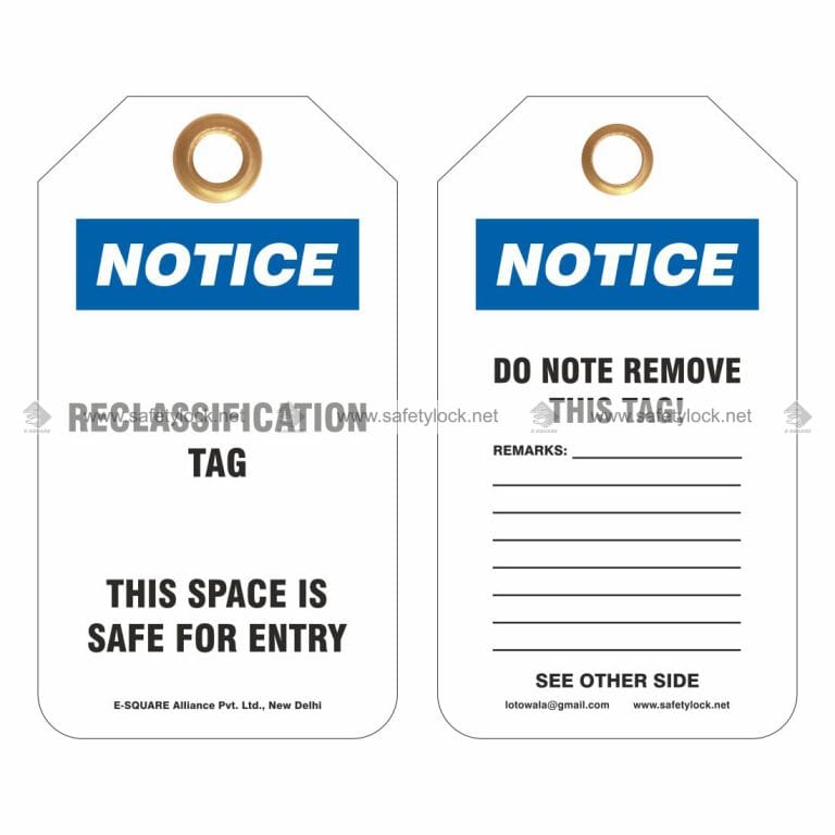Notice Reclassification Tag - Confined Space Tags | E-Square