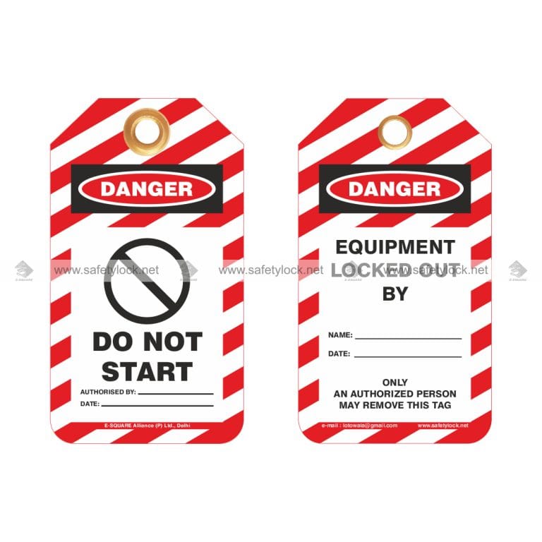 Danger Do Not Start Lockout Tags for Machine Maintenance