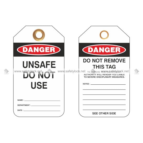 Danger Unsafe Do Not Use Tag - Customised Lockout Tags