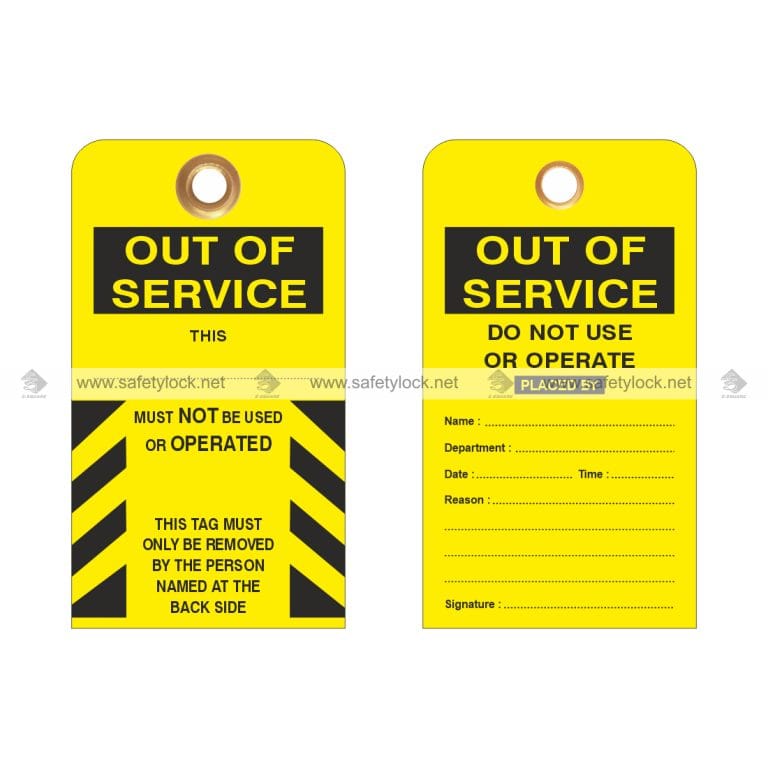 Yellow Colour Out of Service Tags - Customised Lockout Tags