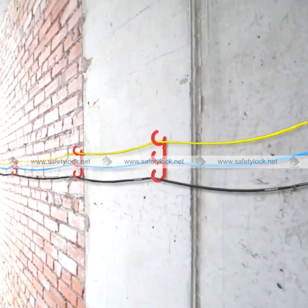 Mounted Tri Hook to Suspend Cables along Walls and Ceilings