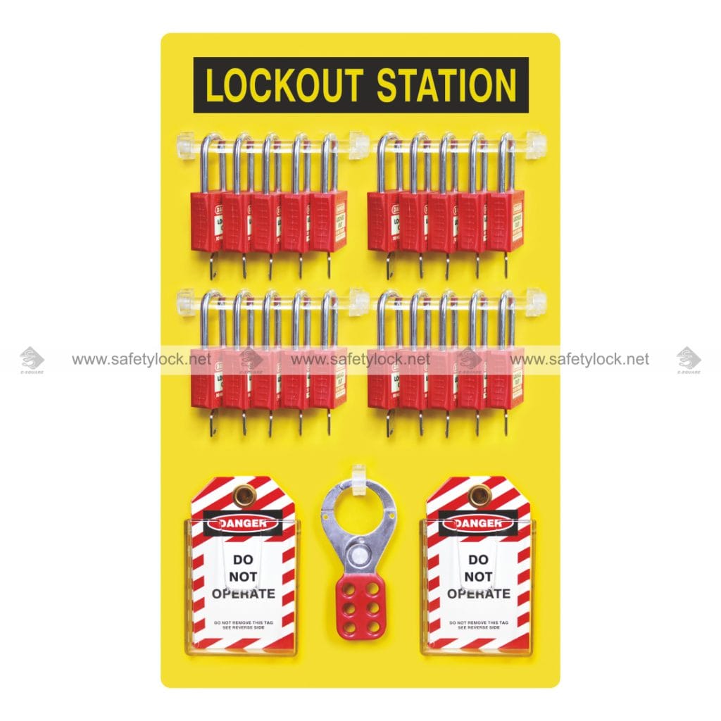 Yellow Open Lockout Station - Front view for 20 Locks