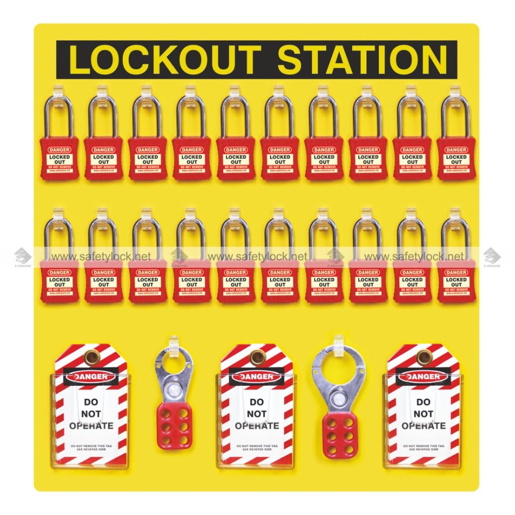Large Open Lockout Station Side View for 100 Locks | E-Square