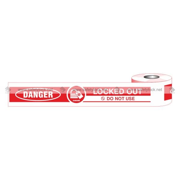 Red Lockout Barrier Tape with Warning Locked Out Do Not Use