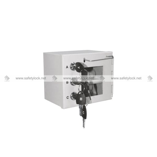 Safety Lockout Box with 3 Keys for Group Lockout Procedure