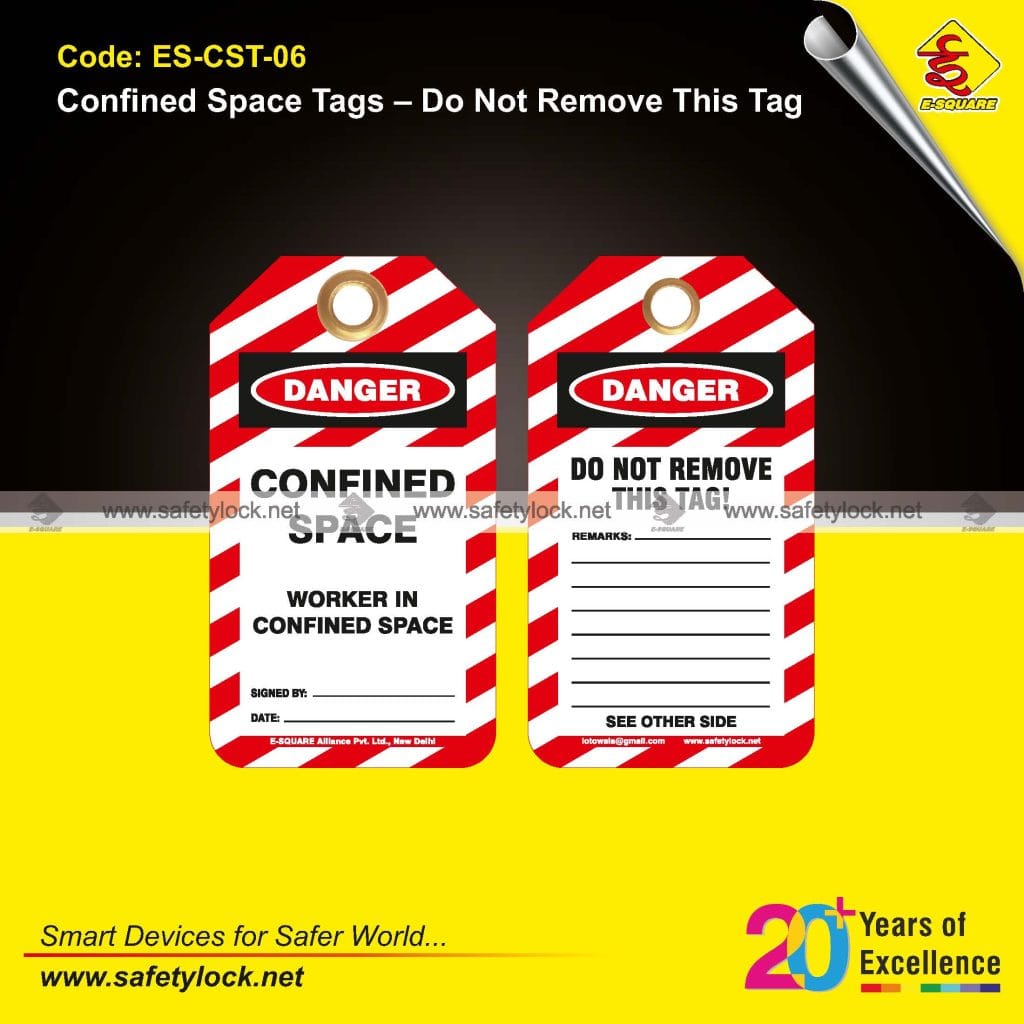 Worker in Confined Space Tags | Double Sided Red White Tags