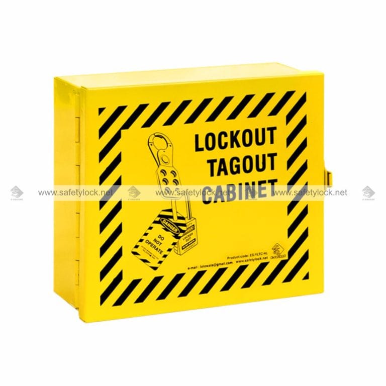 Yellow Steel Lockout Tagout (LOTO) Cabinet for 20 Padlocks