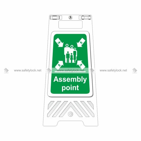 White Safety Floor Stands - Assembly Point - E-Square