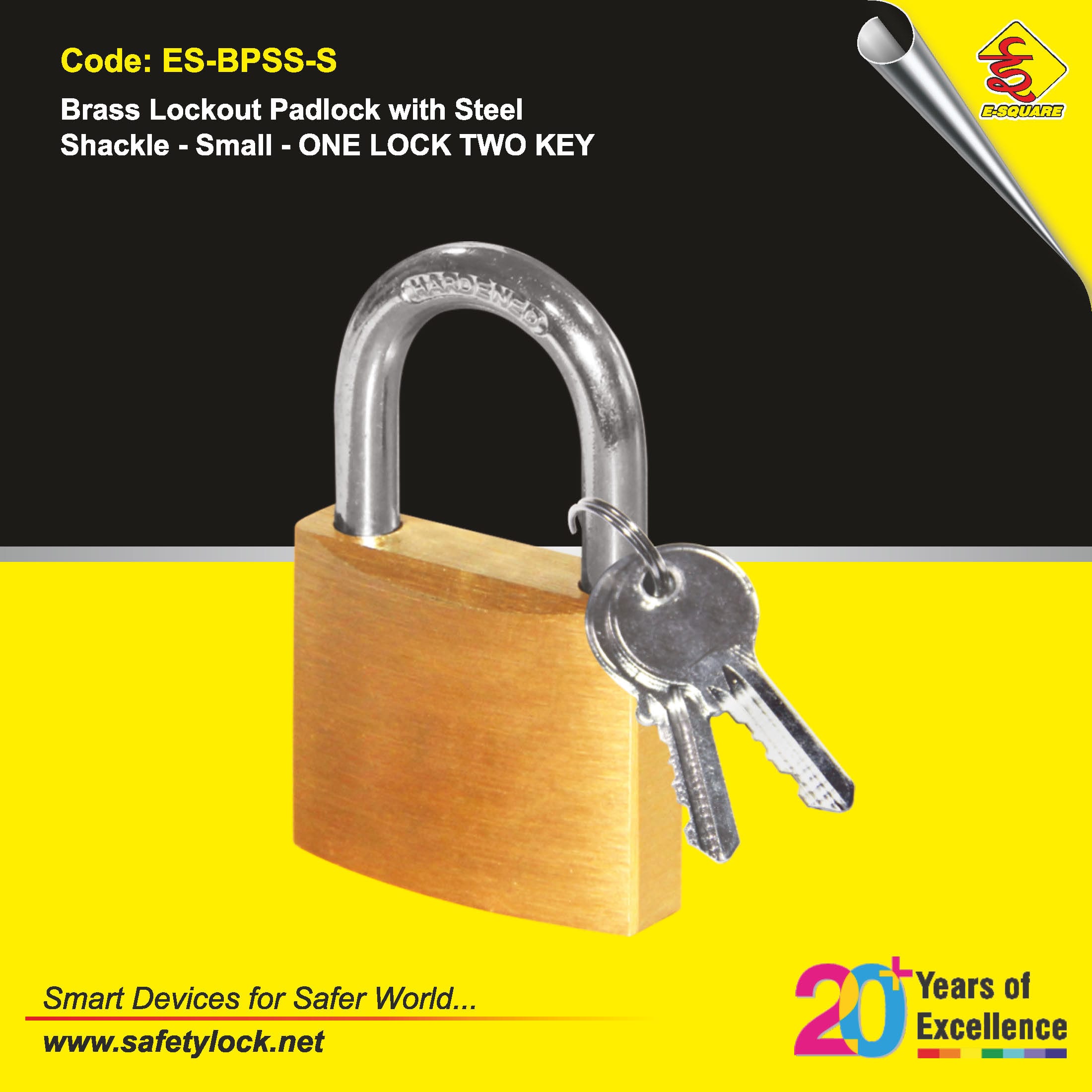 Brass Lockout Padlock with Small Steel Shackle | E-Square
