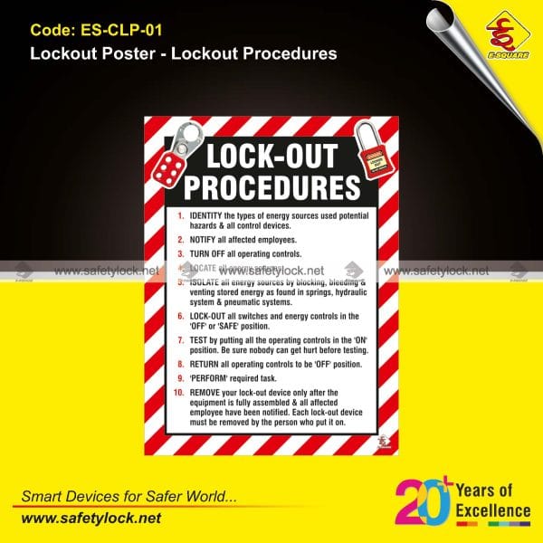 Lockout Safety Poster - Lock-out Procedures - E-Square