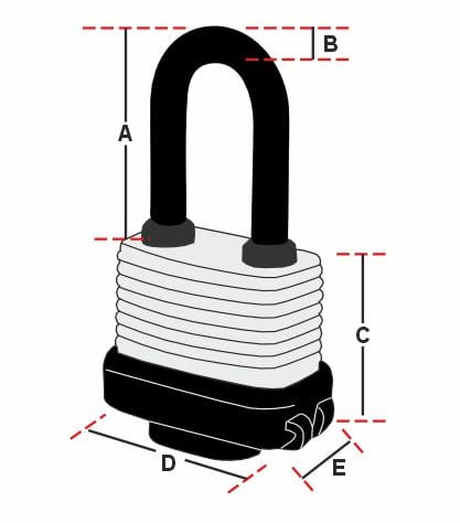 Dust Proof - Encased Laminated Steel Body Lockout Padlock Black