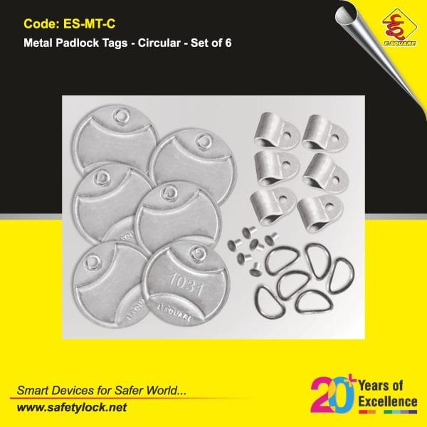 Metal Padlock Tags - Circular - Set of 6 - E-Square