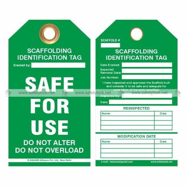 Green Colour Scaffolding Tags - Safe for Use | E-Square