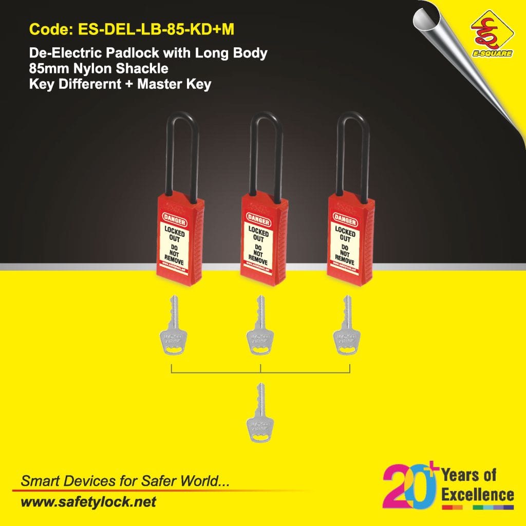 Di-electric Padlock with Long Body - Key Different + Master Key