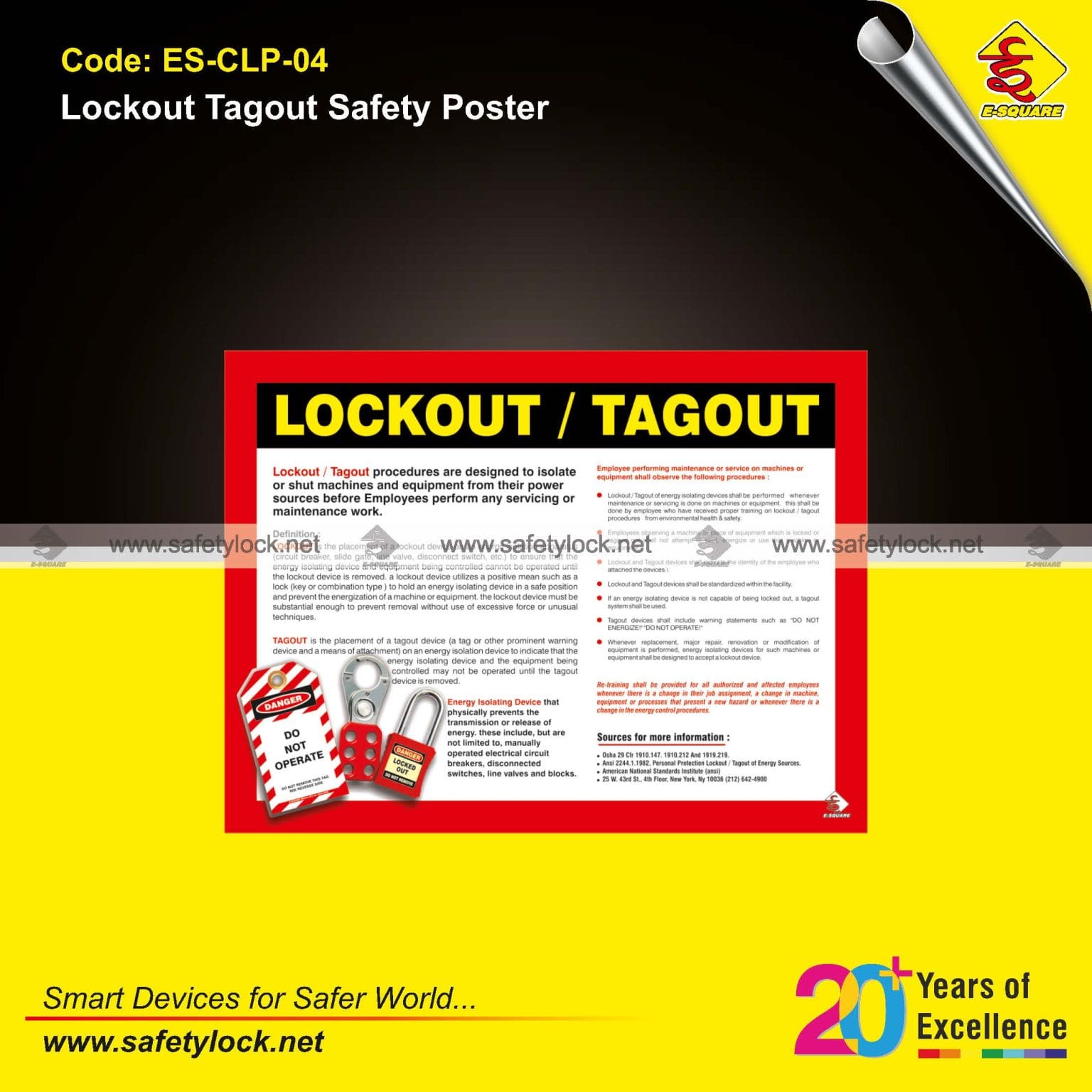 Lockout Tagout Safety Poster E Square