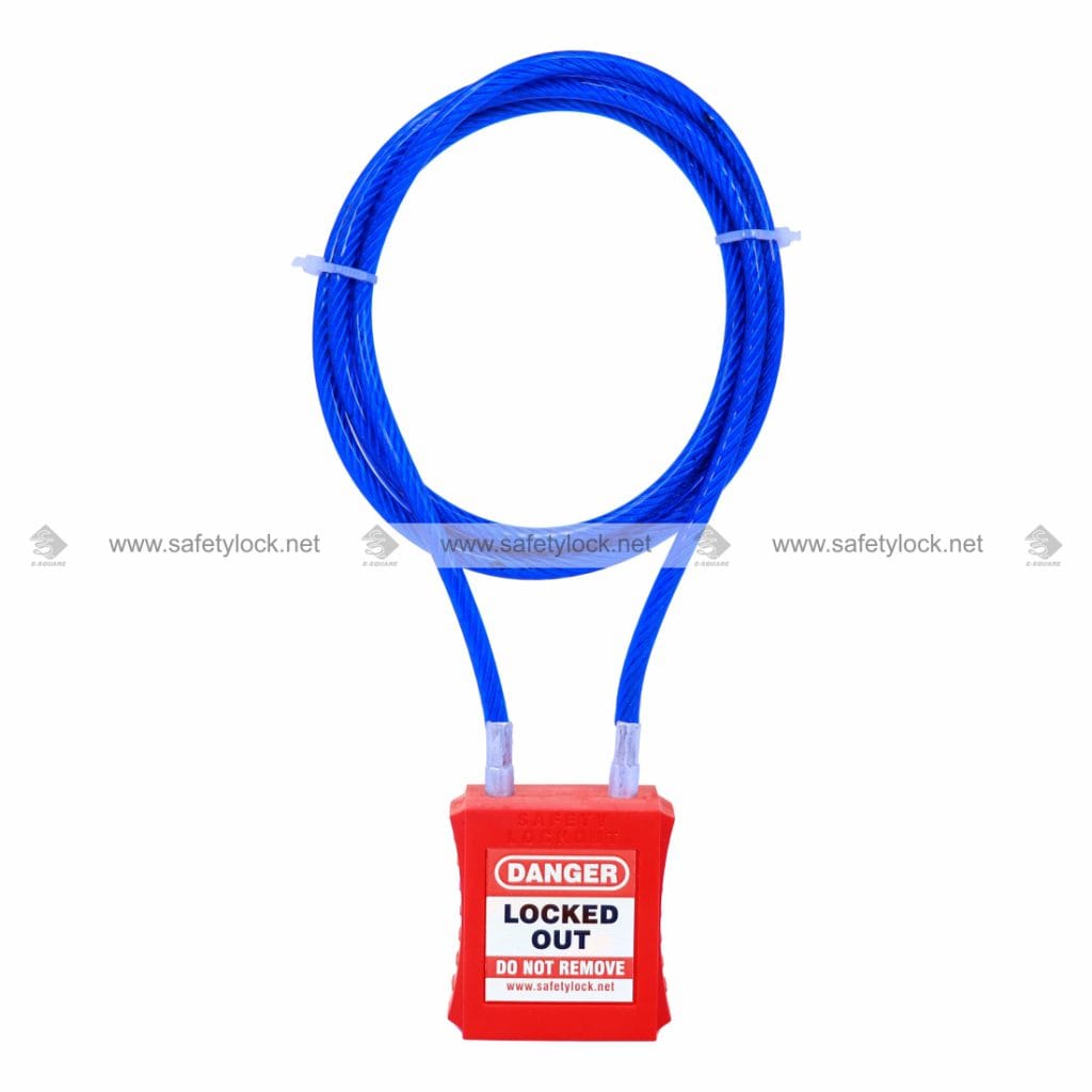 Cable Lockout Safety Padlocks with 1 Foot, 2, 3 and 4 Feet Cable