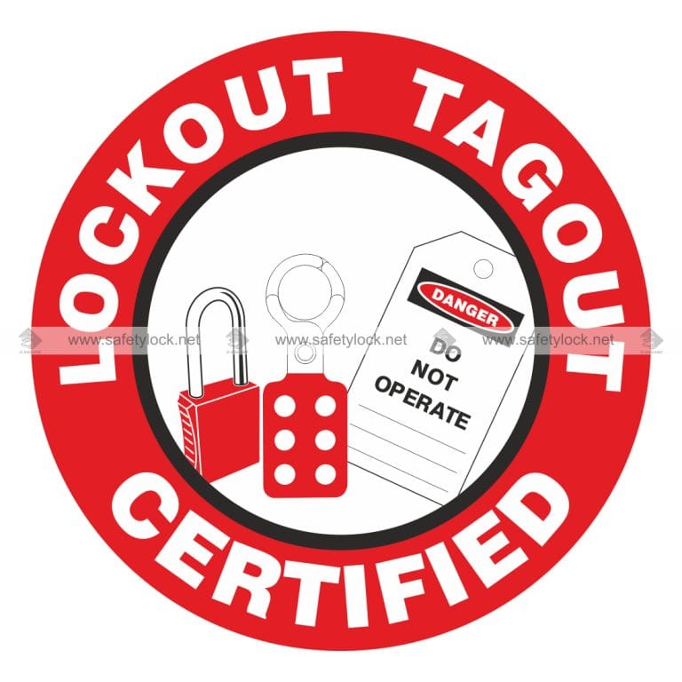 Hard Hat Label Circular - Lockout Tagout Certified - E-Square
