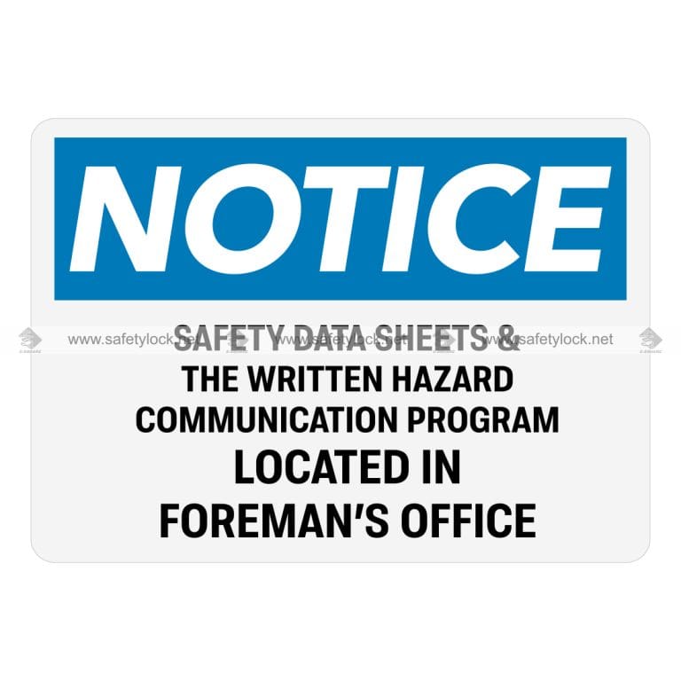 SDS Wall Sign OSHA Notice - Sign for Foreman's Office - E-Square
