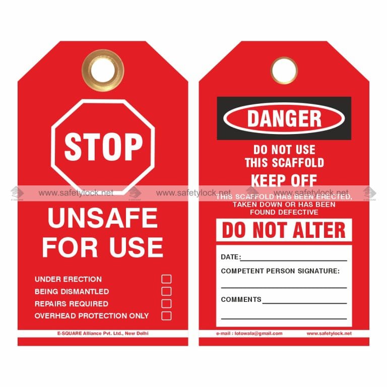 Red Colour Scaffolding Tags - Unsafe for Use | E-Square