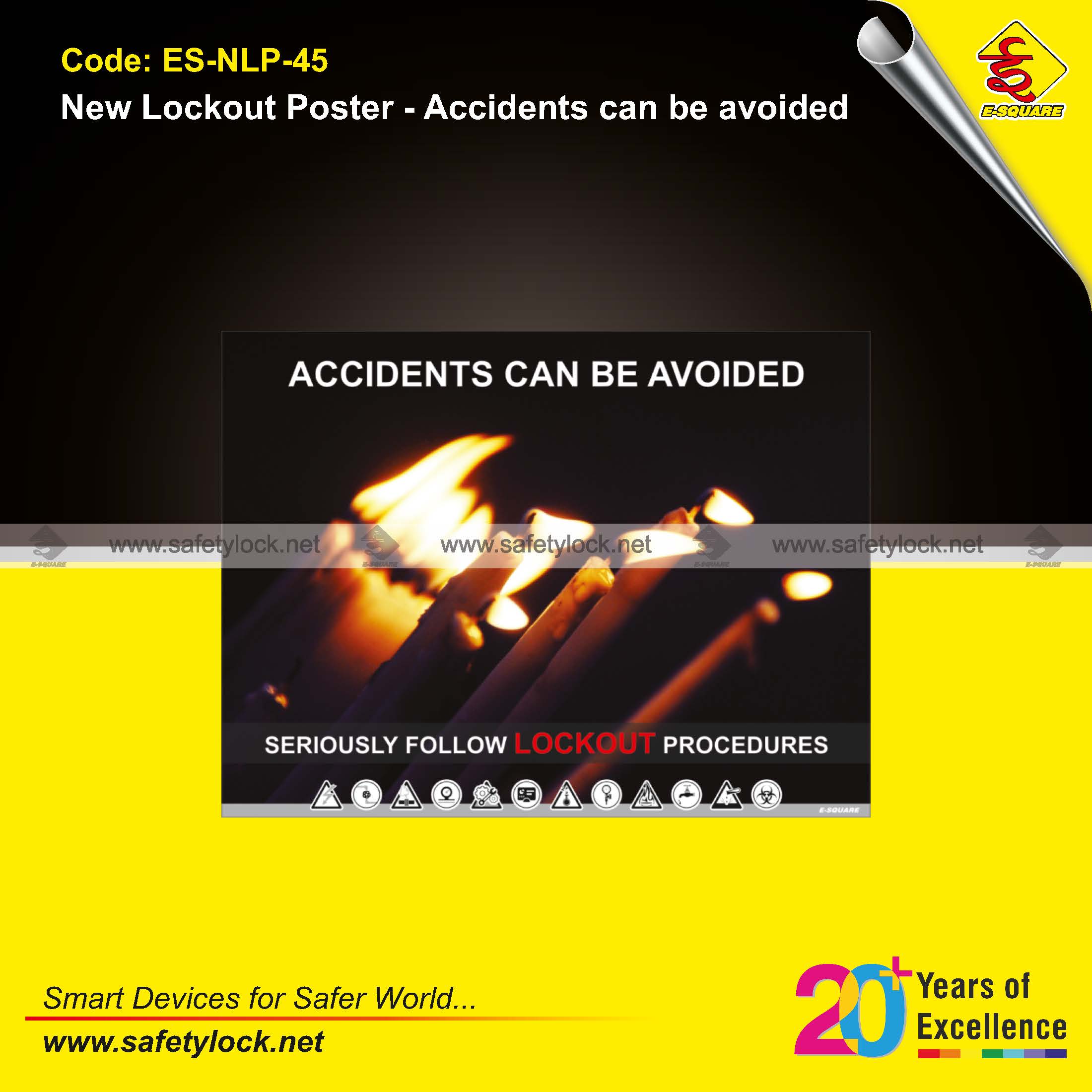 Lockout Safety Poster - Accidents can be Avoided - E-Square