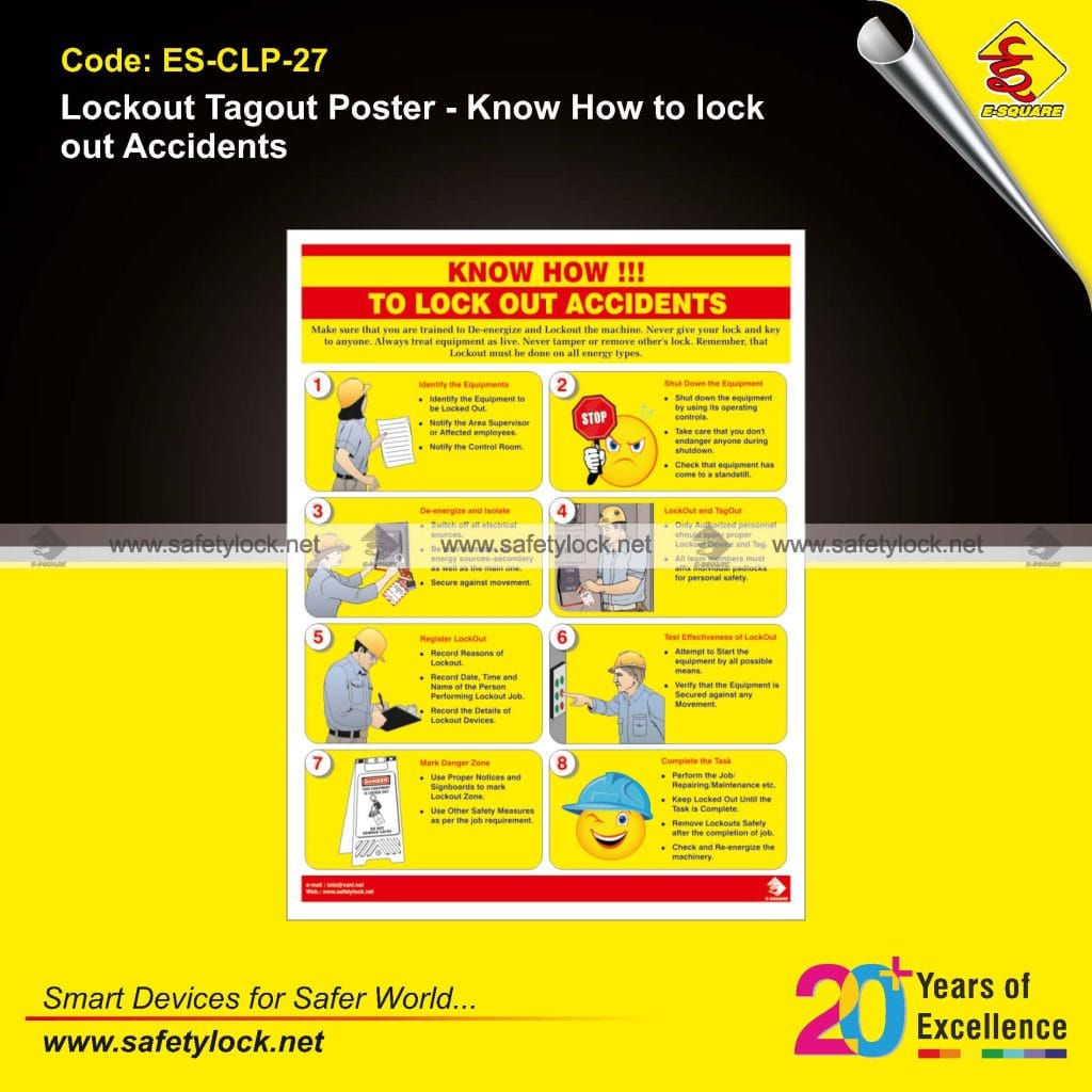 Lockout Safety Poster - Know How to lock out Accidents - E-Square