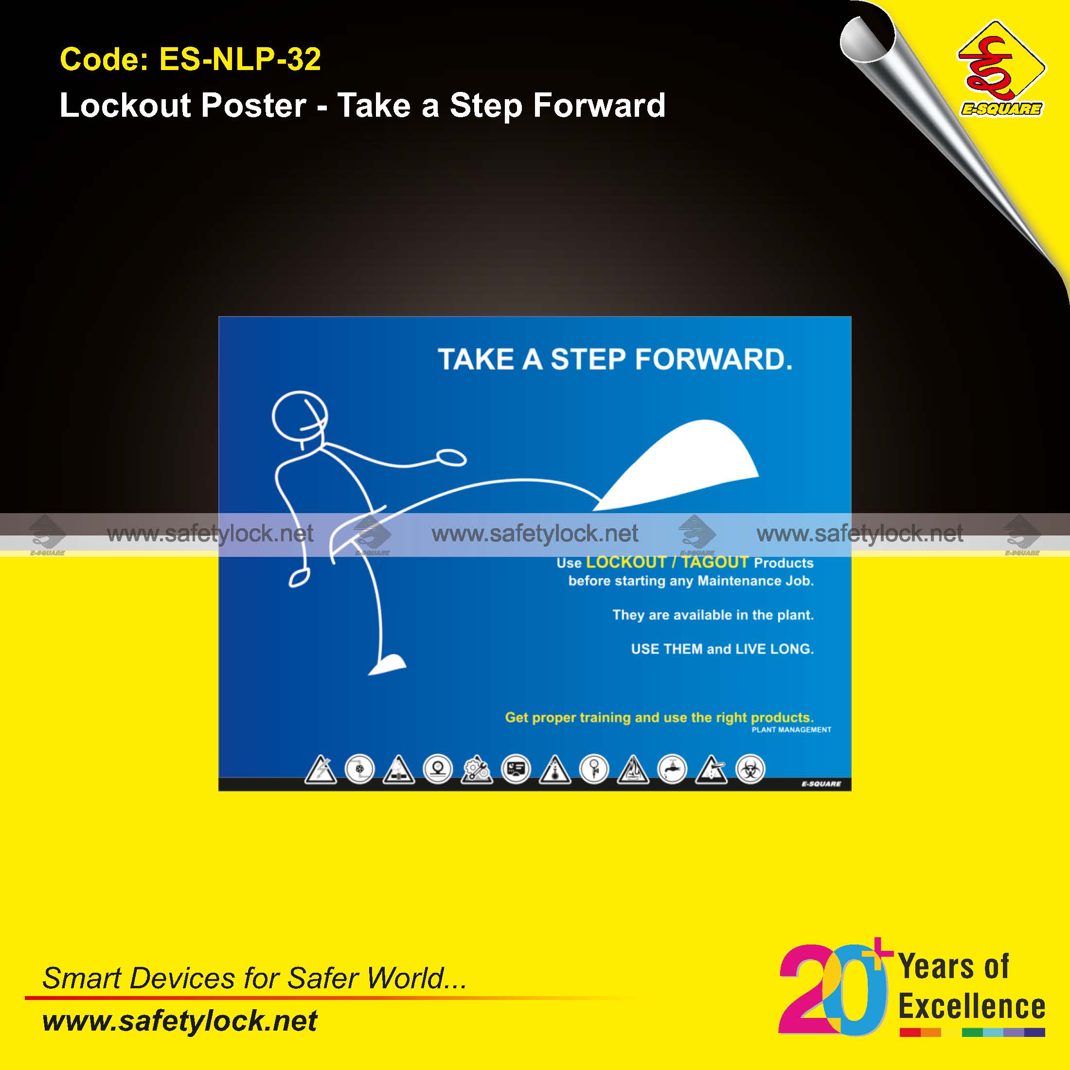Lockout Safety Poster - Take a Step Forward - E-Square