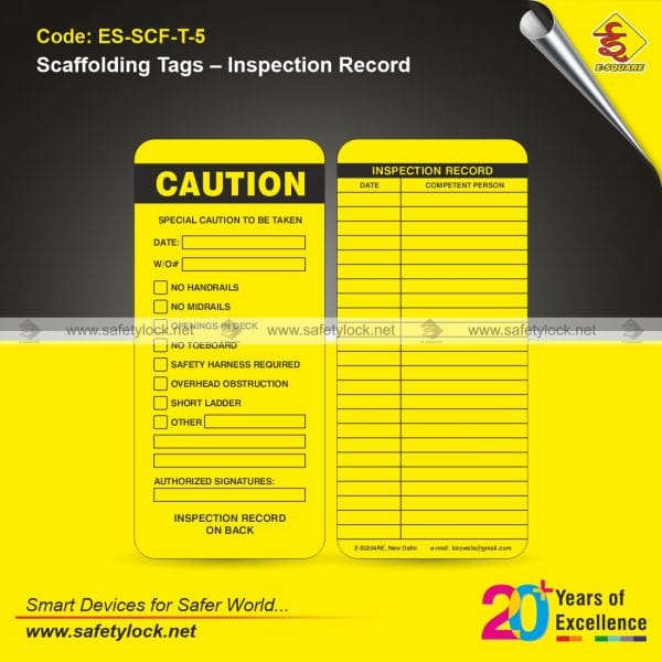 Yellow Colour Scaffolding Tags - Inspection Record | E-Square