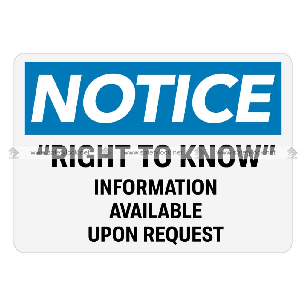 OSHA Notice Signs for Indicating MSDS / SDS Storage | E-Square
