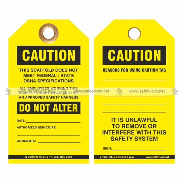 Yellow Color Scaffolding Tags - Customised Scaffolding Tags