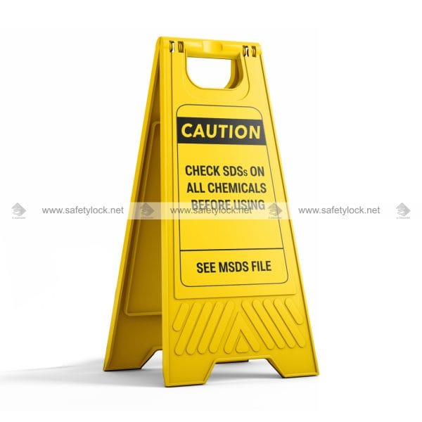 Yellow Colour Portable Floor Stand - Check SDSs on all Chemicals