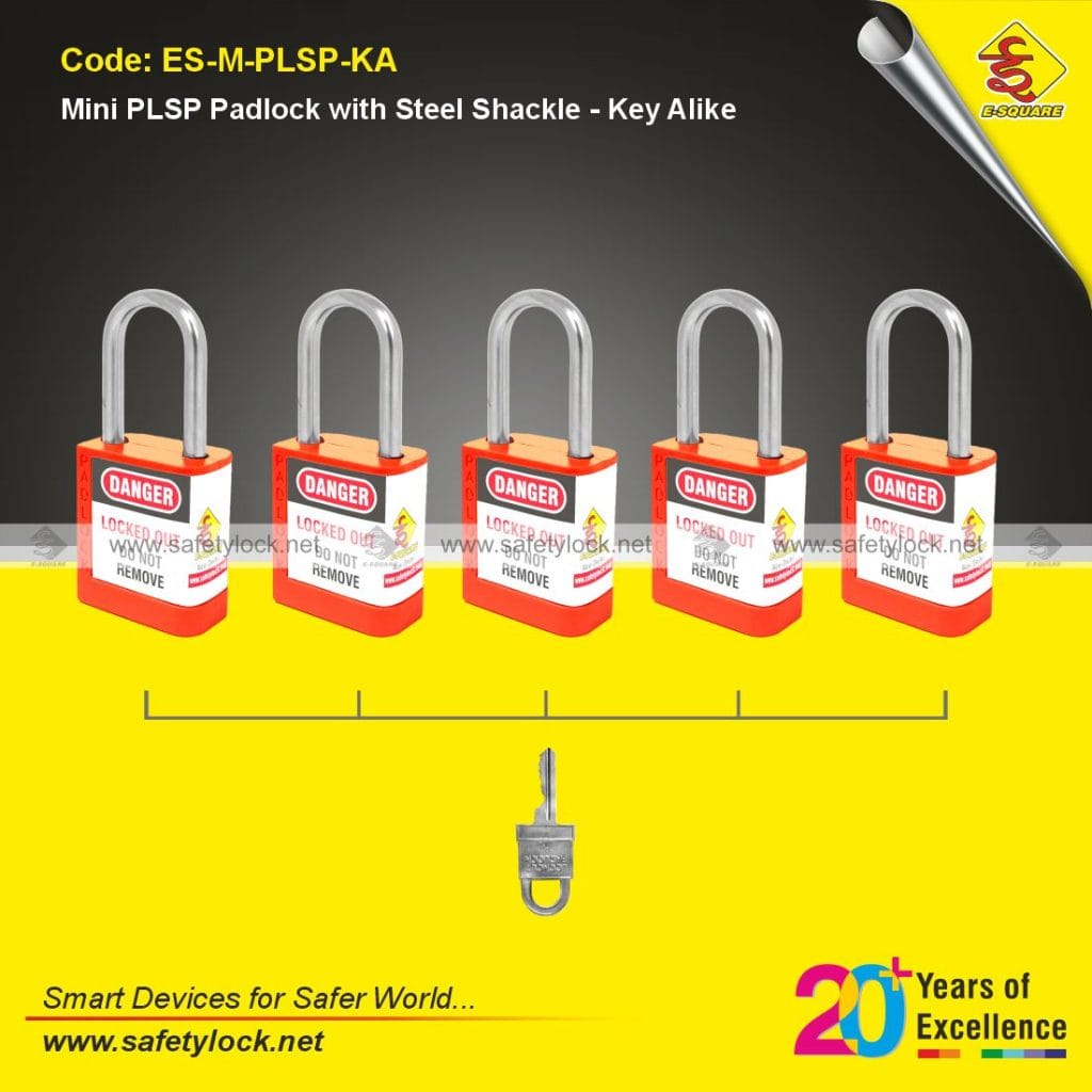 Mini Lockout Padlock with Steel Shackle - Key Alike | E-Square