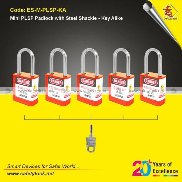 Mini Lockout Padlock with Steel Shackle - Key Alike | E-Square