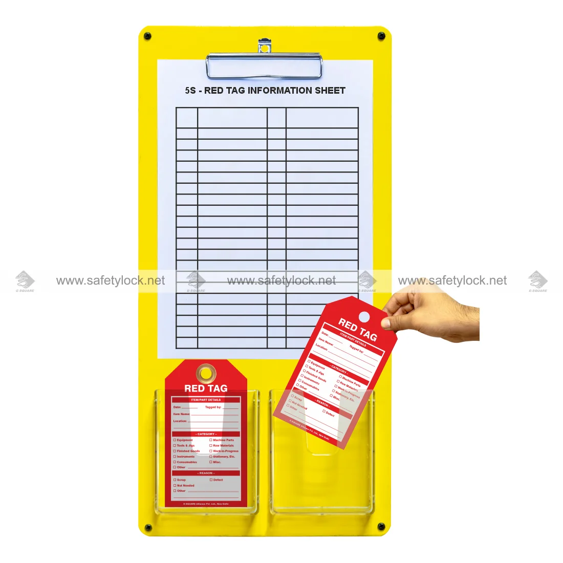 Clipboard 5S Red Tag Station with 2 Pockets - E-Square