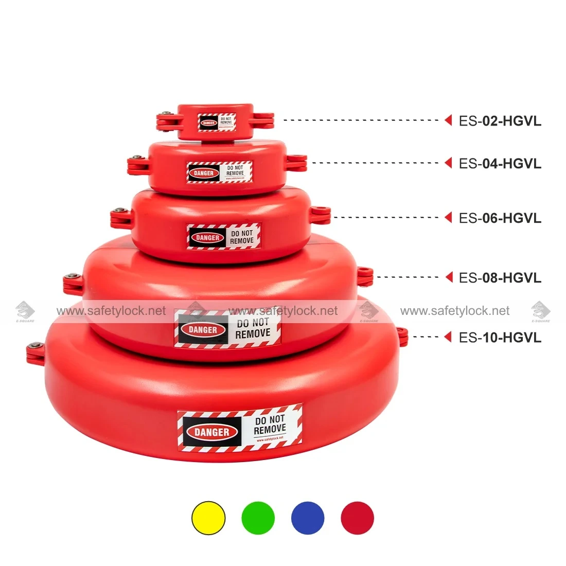 Hinged Gate Valve Lockout Set of 5 to lock 1 to 13-inch Valves
